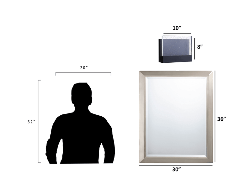 Calabria Intergraded LED Rectangle Bubble Glass Indoor Wall Sconce - B ...