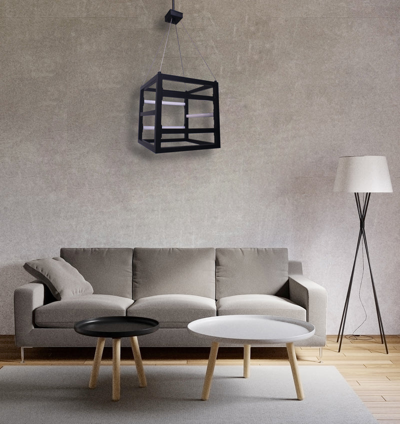 Tivoli 18" LED Cube Pendant Light - Black - Vivio Lighting